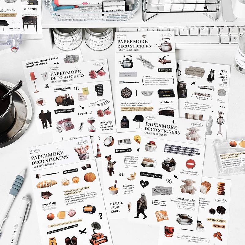 ENWEI 2 Sheets [Weekend Waiting Series] Vintage Journal Stickers Washi ...