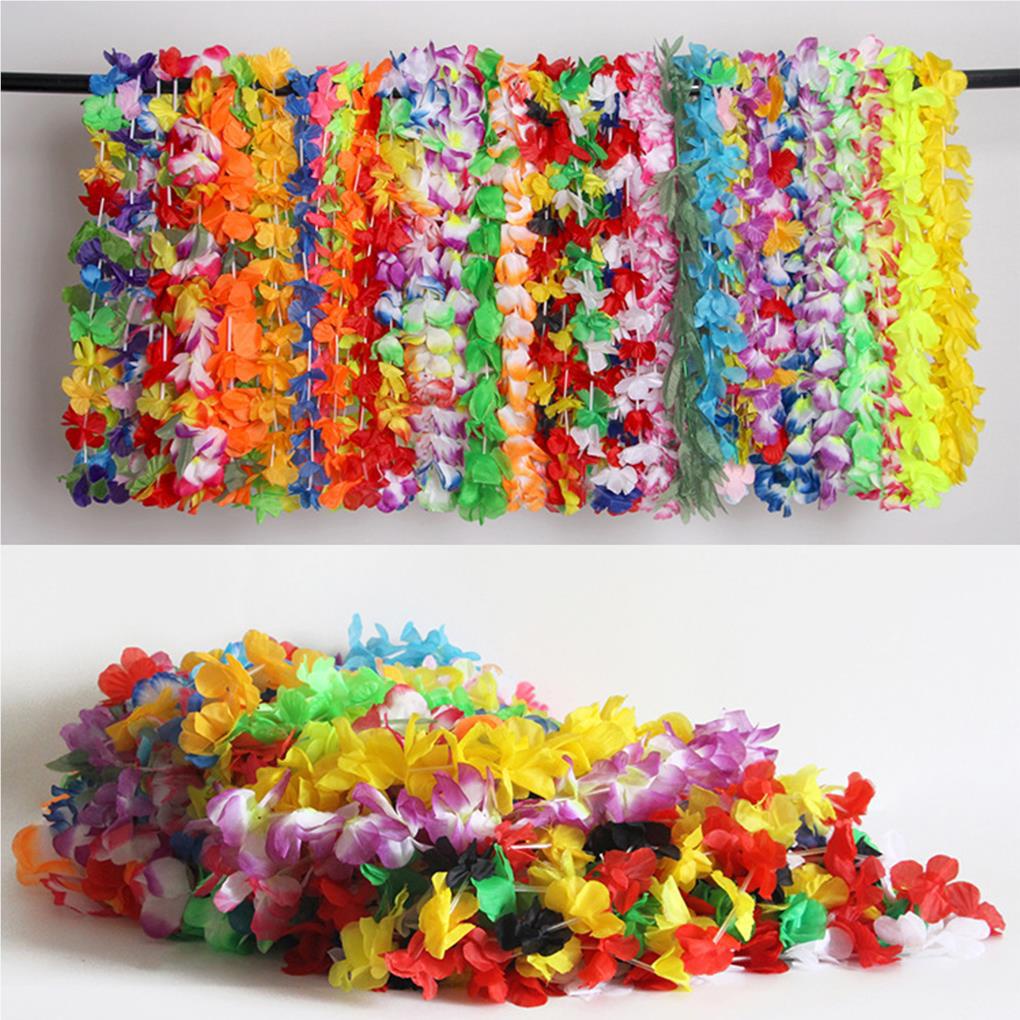 ELEN 42Pcs Hawaii Flower Leis Tropical Necklace Accessories Flower ...