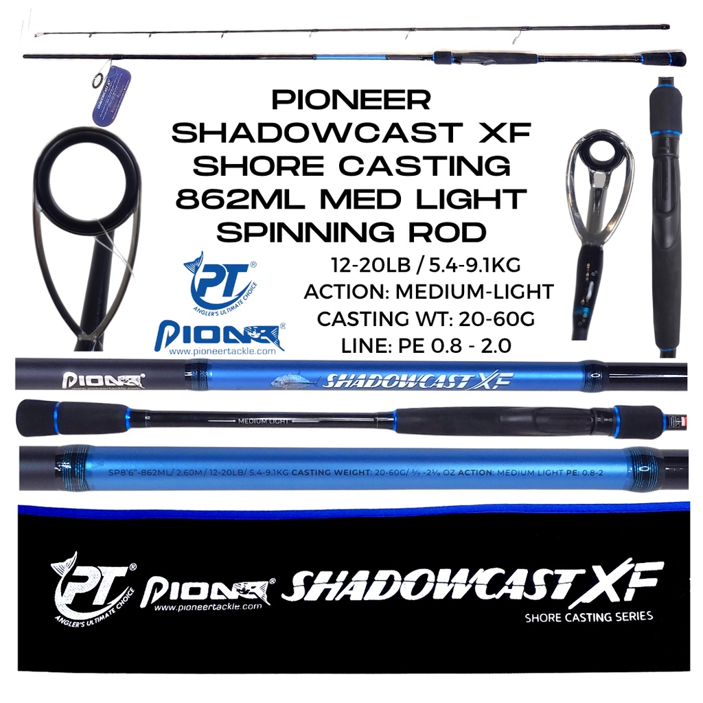 Pioneer MED LIGHT ShadowCast XF 8ft 6in Shore Casting Series 862ML ...