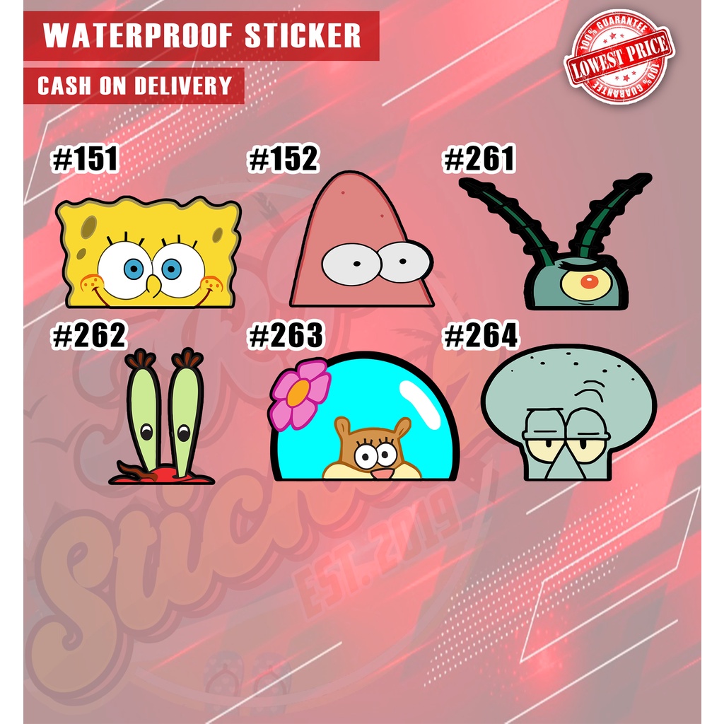 Spongebob Squarepants PEEKER Waterproof Stickers | Shopee Philippines