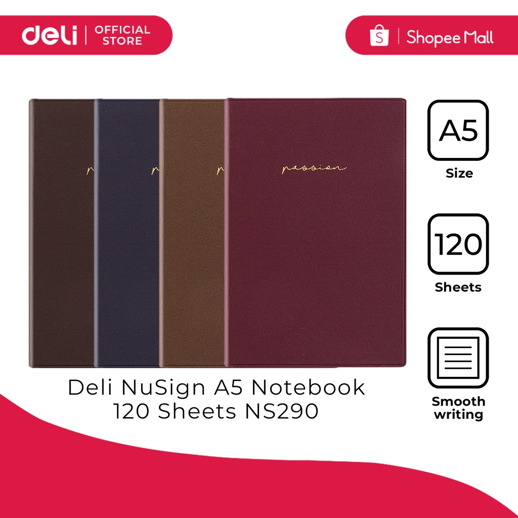 Deli NS290 NuSign A5 Notebook 120 Sheets [79NS290] | Shopee Philippines