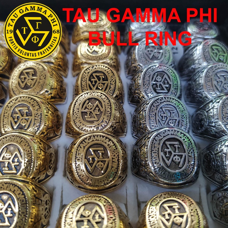 Tau Gamma Phi Triskelion Bull Ring Fashionable Fashion Pure Stainless Steel Gold Plated for Men ...