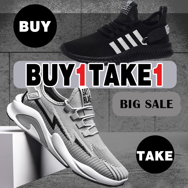 2 Pcs (Buy 1 Take 1 ) Korean Shoes Breathable Mesh Sneakers Shoes for ...