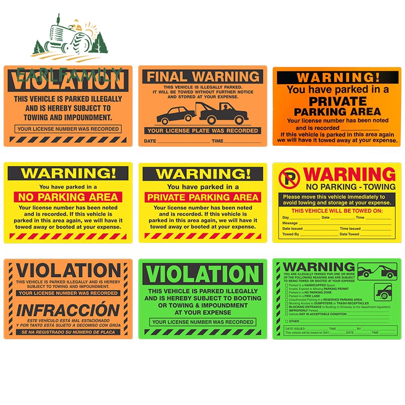 EARLFAMILY 13cm Final Warning Violation Infraccion No Parking Area Sign ...