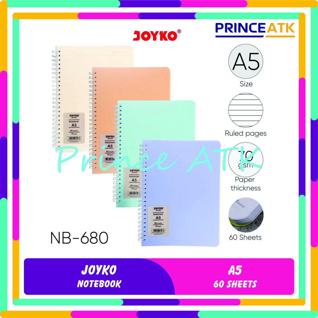 Joyko RULED NOTEBOOK A5 / STRIPED NOTEBOOK NB-680 60 SHEETS | Shopee ...