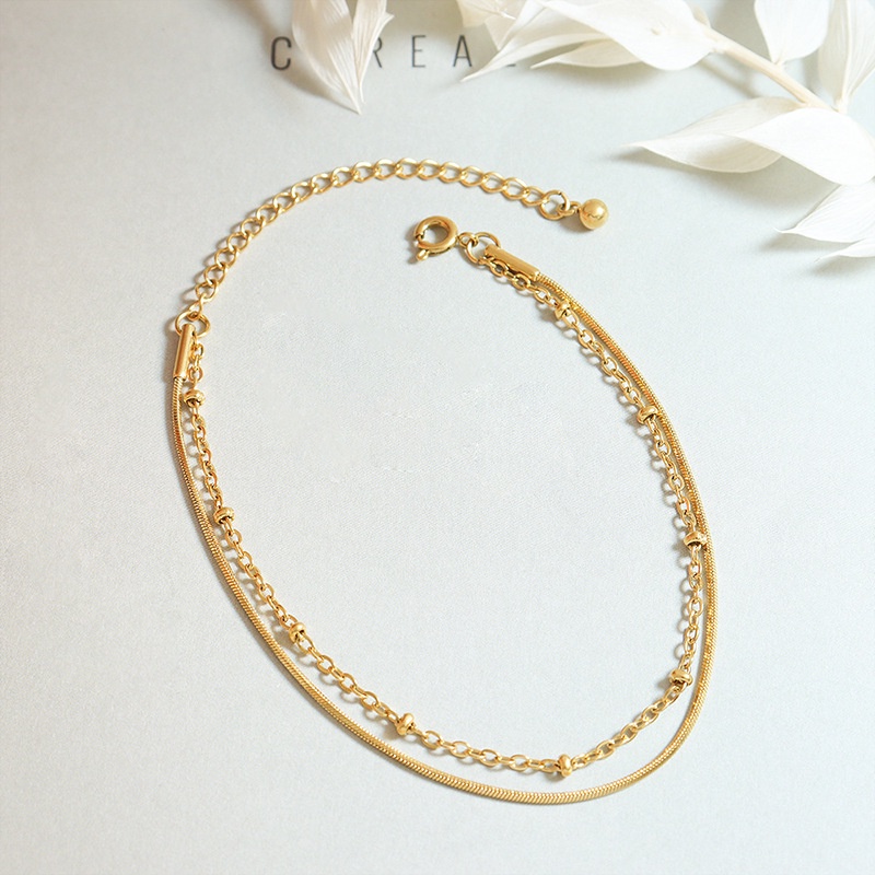European American ins Jewelry Delicate Double Layer Snake Bone Chain ...
