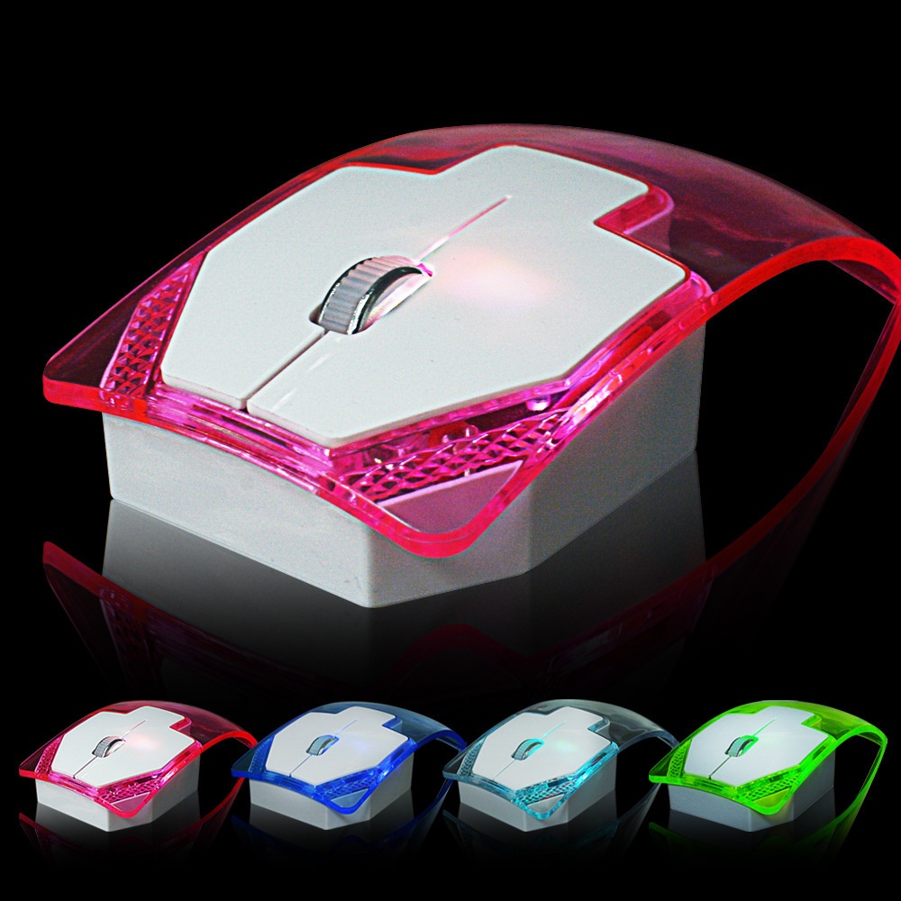 2.4GHz Wireless Mouse Mute Colorful Light Emitting Wireless Transparent ...