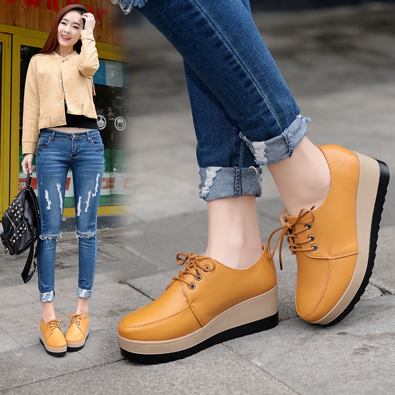 2023 Spring Summer Single Shoes Women British Style Round Toe Thick ...