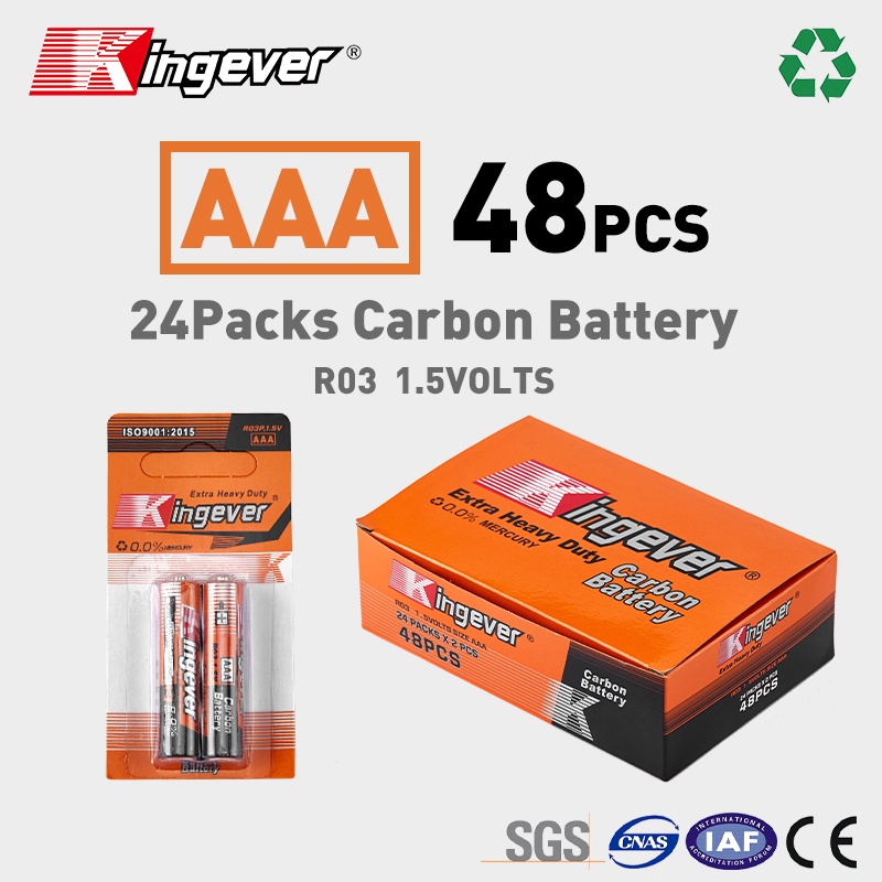 Kingever 100% original AAA R03 48pcs 24 Packs per box Extra Heavy Duty ...