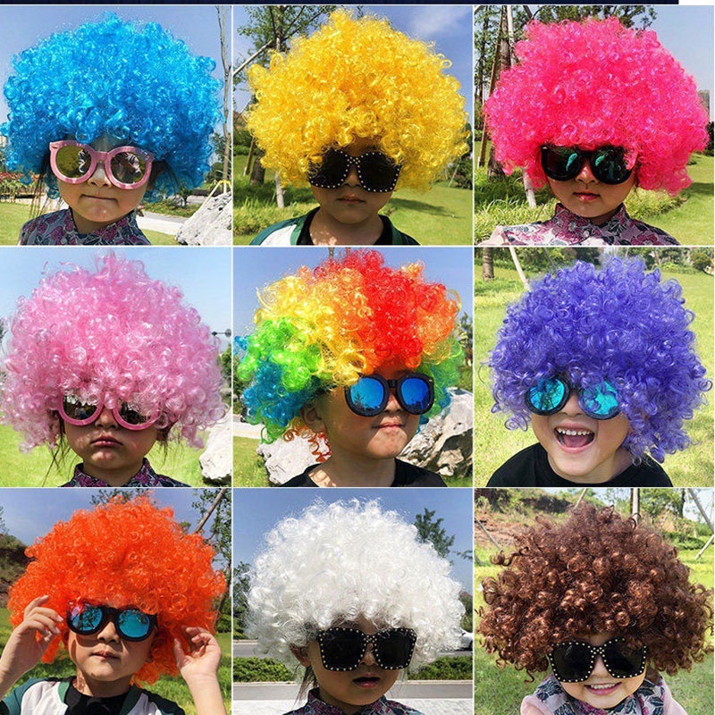 Kids Wig Colorful Clown Costume Wig Multicolored Afro Clown Hair ...