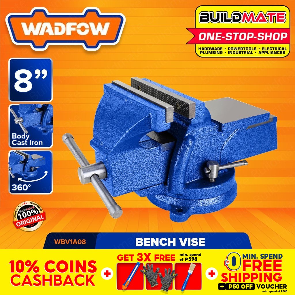 WADFOW Bench Vice 200mm 8" Inch W/ Anvil Body Cast Iron Bench Vise ...