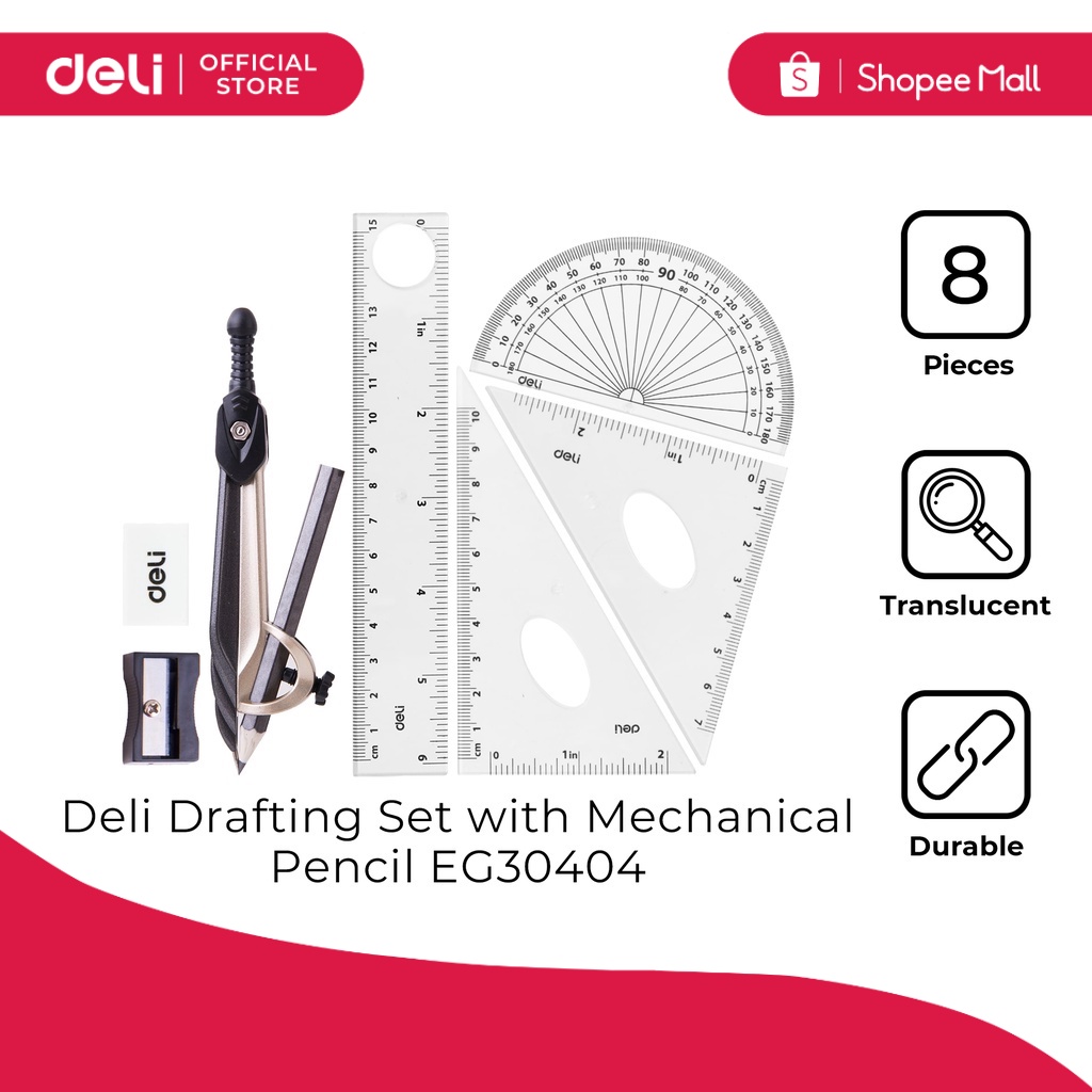 Deli G30404 Drafting Set with Mechanical Pencil [79G30404] | Shopee ...