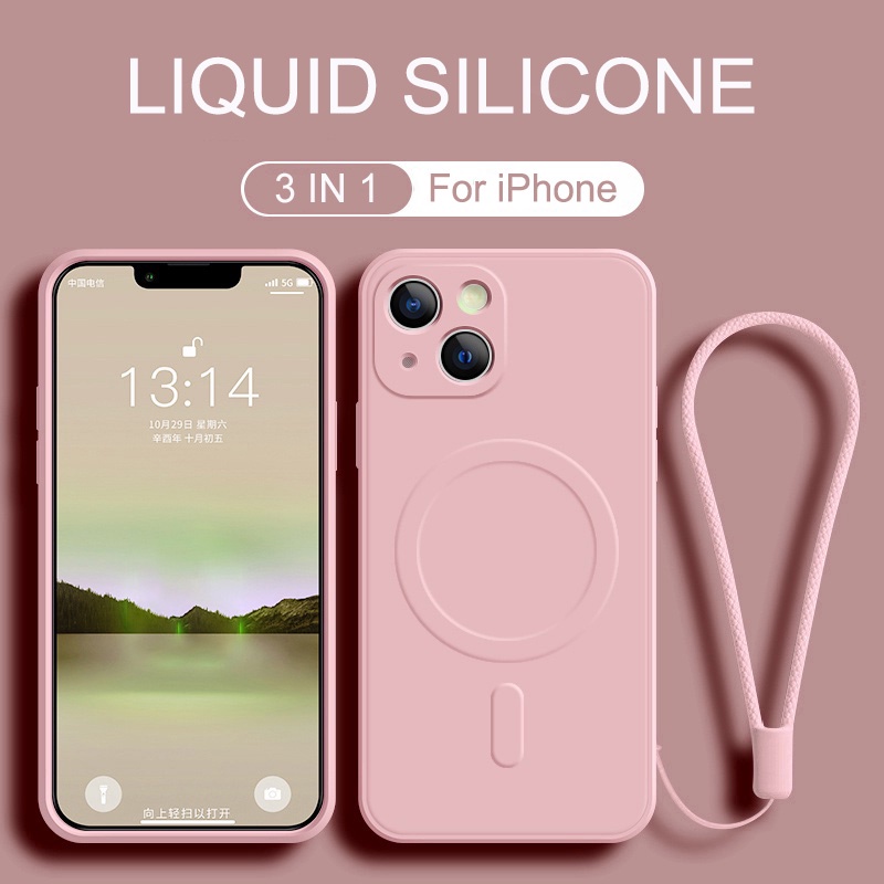 Magnetic Square Liquid Silicone Case Compatible for iPhone 12 11 Pro ...