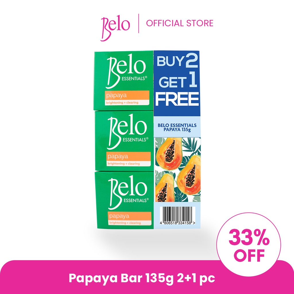 Belo Essentials Papaya Soap 135g Buy 2 Get 1 Free | Shopee Philippines
