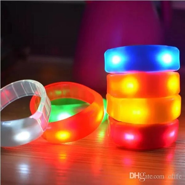 1pc Sound Control Led Flashing Bracelet Light Up Bangle Wristband Music ...
