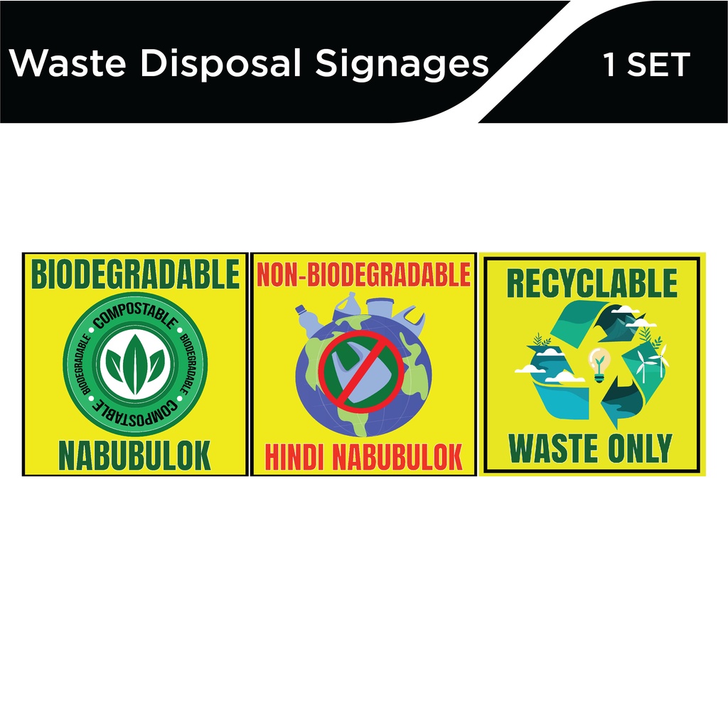 DSign Proper Waste Disposal Signage Vinyl Sticker 8 x 8" Inches, Sign ...