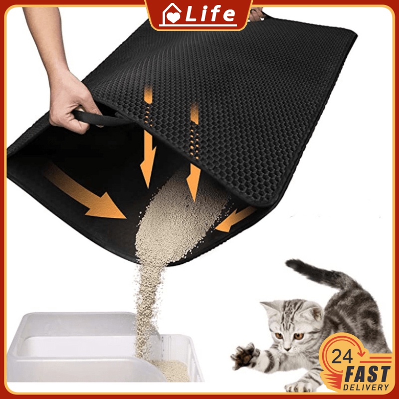 Double EVA Cat Litter Mat Cat Litter Basin Cleaning Mat Folding Water ...