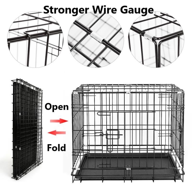 Collapsible Heavy Duty Pet Cage Folding Free Poop Tray for Dog Cat ...