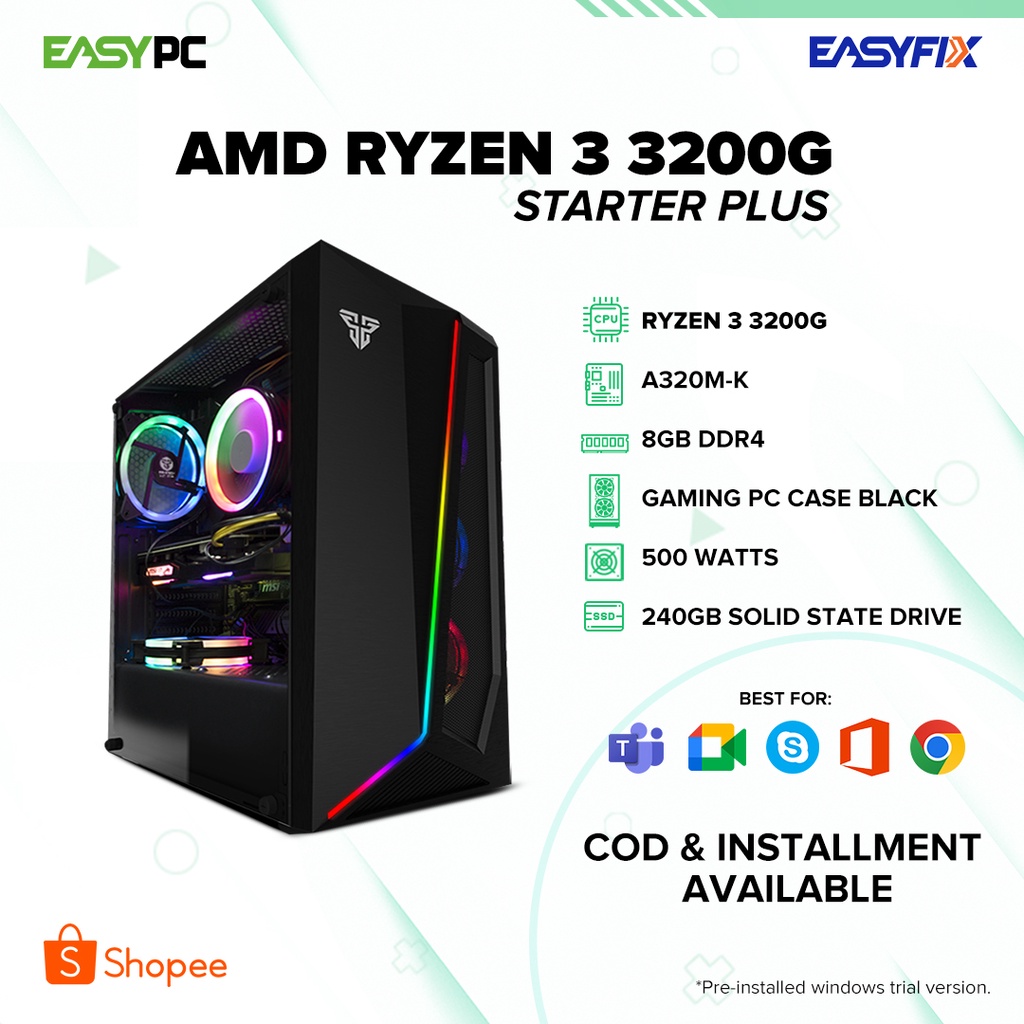 EasyPC | Easy Build RYZEN 3 3200G / A320 / 8GB / 240GB / Desktop ...