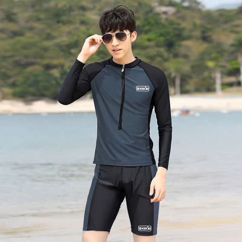 Men's Long Sleeve Rash Guard Terno With Shorts Rashguard Swimwear Suit ...