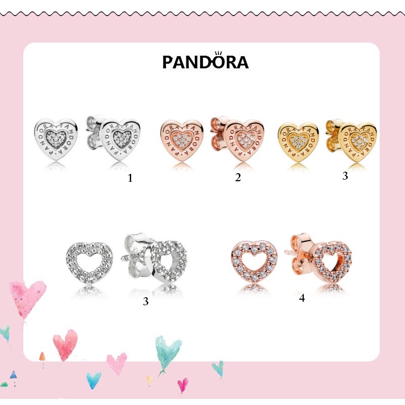 PANDORA Bling heart 925 Sterling Silver earrings | Shopee Philippines