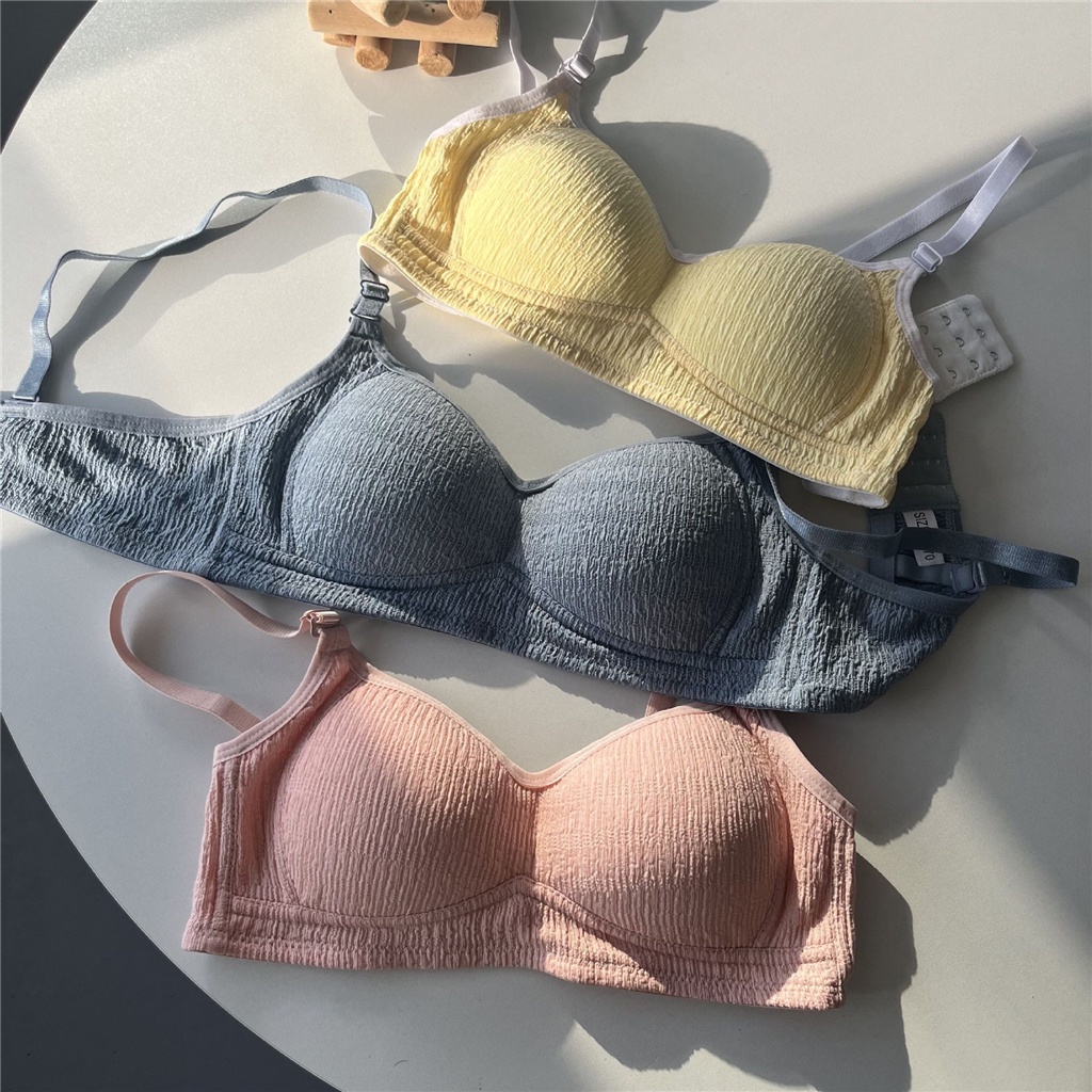 No Wire Bra Wireless Thin Small Chest Gathered Large Cotton Japanese ...
