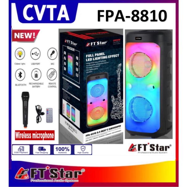 FT STAR FPA-8810 8.5inch X2 Big Karaoke Trolley Party Bluetooth Tws ...