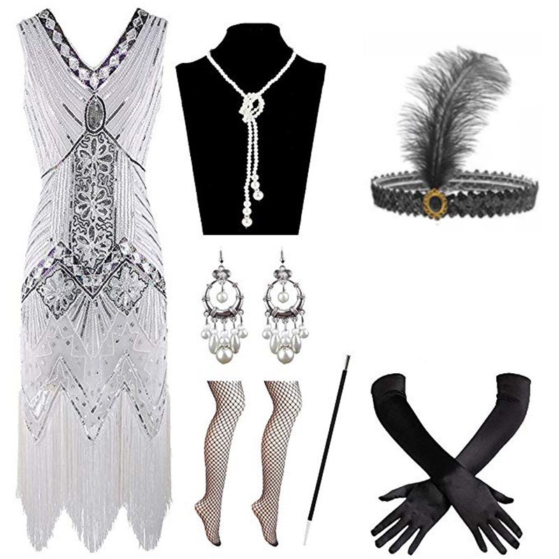 1920's Cosplay Flapper Halloween Charleston Costume 1920s Gatsby ...