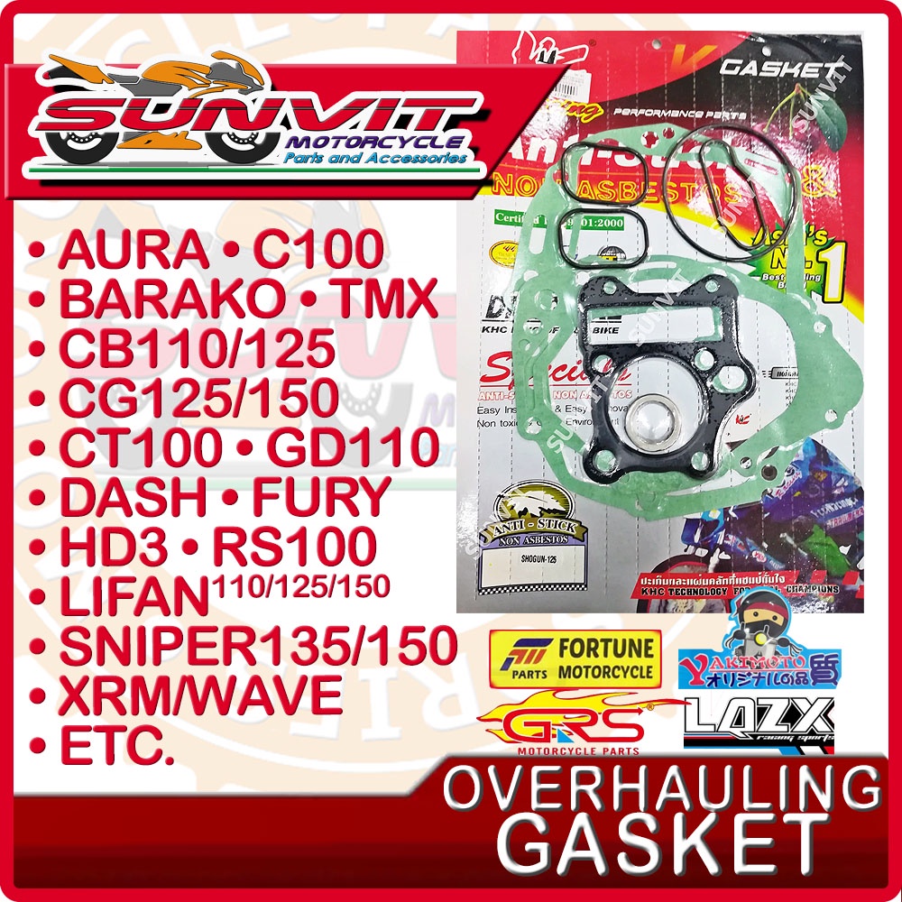 MOTORCYCLE OVERHAULING GASKET WAVE XRM R150 TMX LIFAN BARAKO MIO HD3 ...