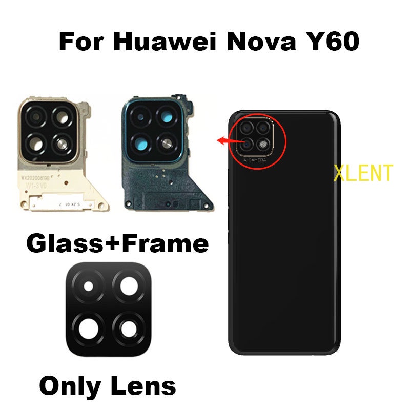 For Huawei Nova Y60 Back Camera Glass Lens Rear Camera Glass With Frame ...