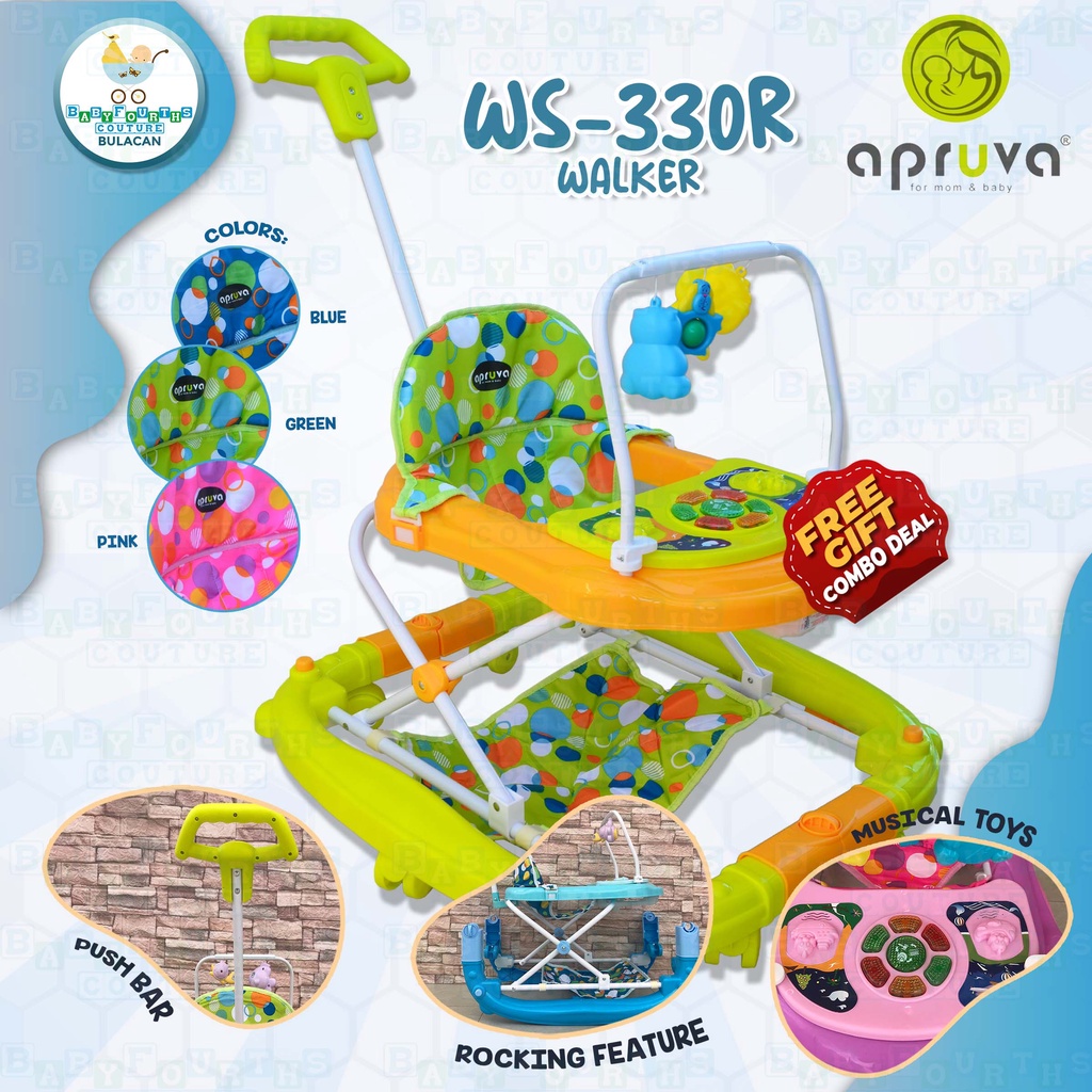 COD Apruva WS-330R with Rocker & Push Handle Walker for Baby | Shopee ...