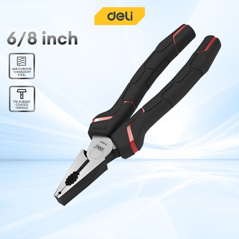 Deli 6/8Inch Wire Plier Stripper/Crimper/Cutter Heavy Duty Wire Pliers ...