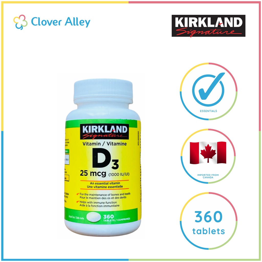 Kirkland Vitamin D3, 1000 i.u, 360 tablets (01/2028 expiry) | Shopee ...