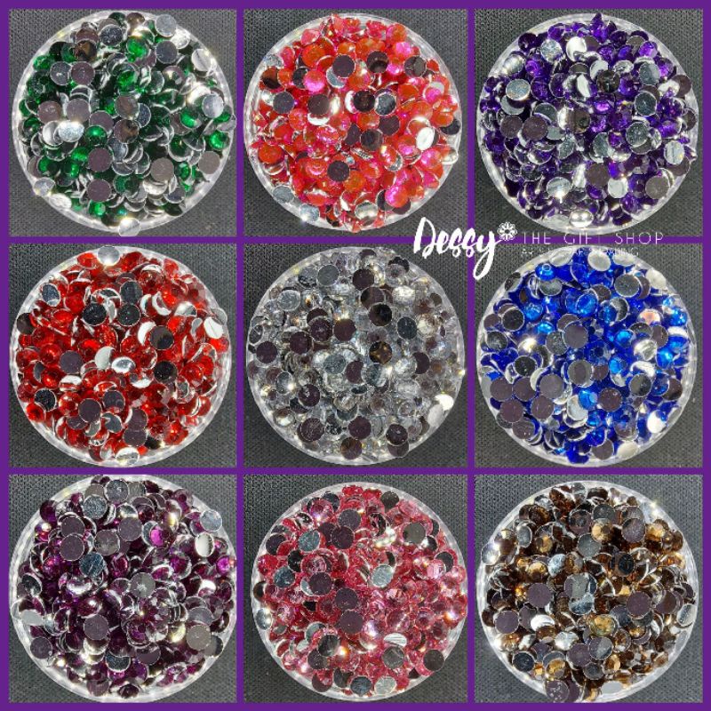 4mm Rhinestones Silver Bottom 1 tsp Approx. 180-200pcs per pack Glitter ...