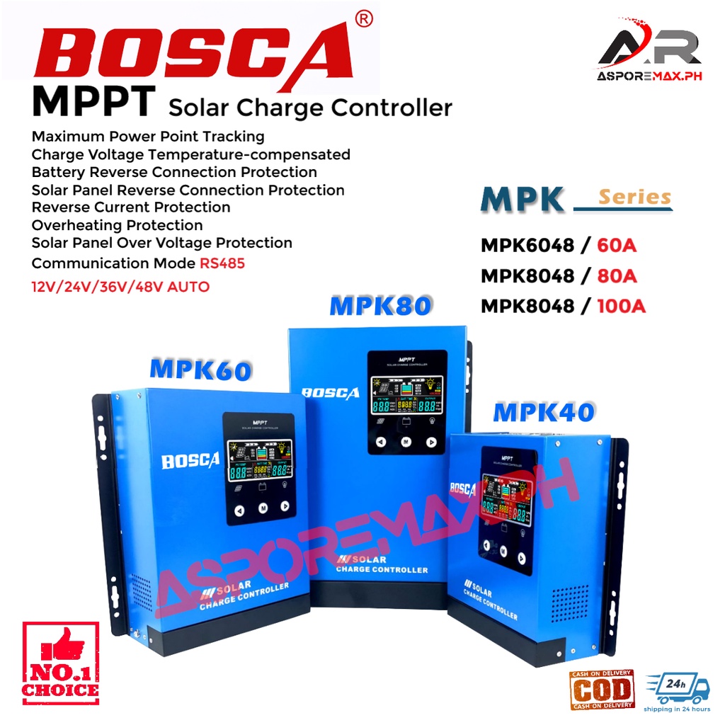BOSCA MPPT Solar Charge Controller 12V/24V/36V/48V AUTO 30A/40A/60A/80A ...