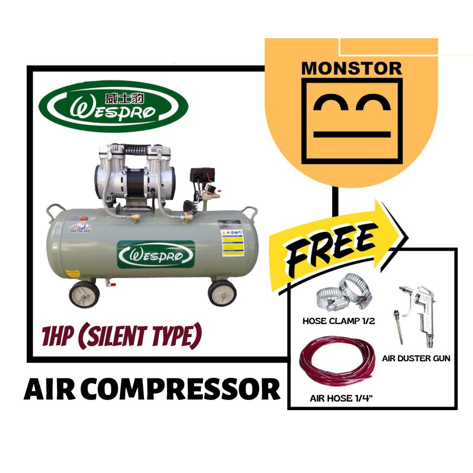 WESPRO Air Compressor 1HP (Oil less & Silent type) | Shopee Philippines