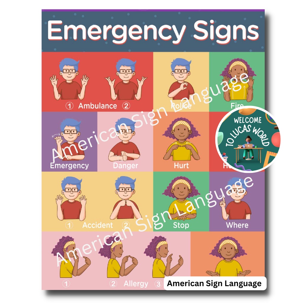 ASL AMERICAN SIGN LANGUAGE CHARTS POSTERS ALPHABET NUMBERS FEELINGS ...