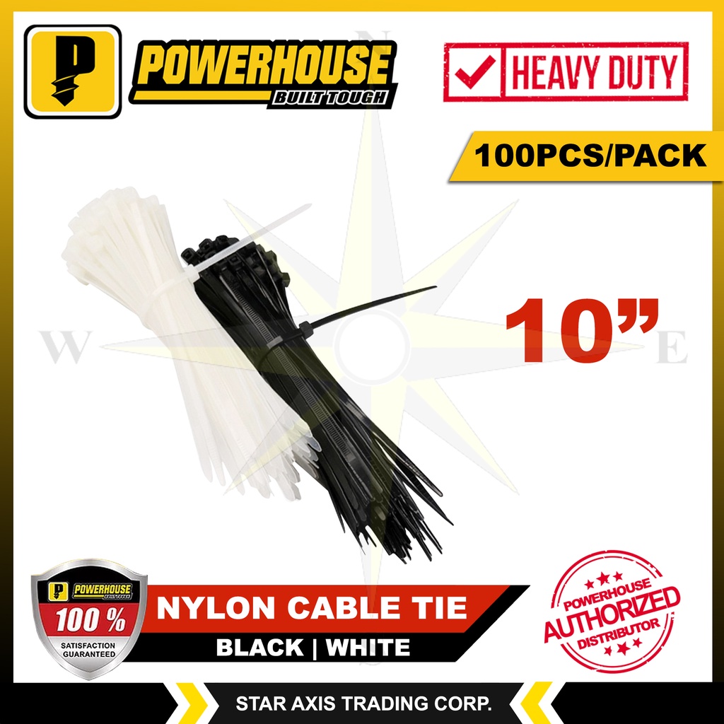 100PCS Powerhouse Cable Tie Black | White 10" 4.8mm x 250mm | Shopee ...