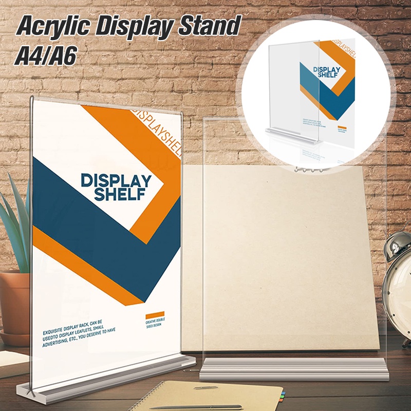 A4 A6 Acrylic Sign Holder T Shape Table Top Double Side Menu Display ...