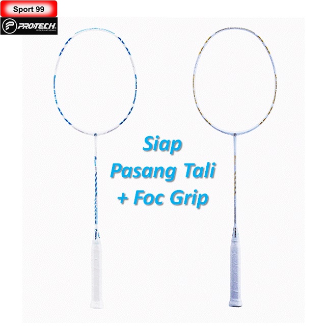 (Siap Pasang Tali 4-KNOT + Foc Grip) Protech Rayno 8 Series Badminton ...