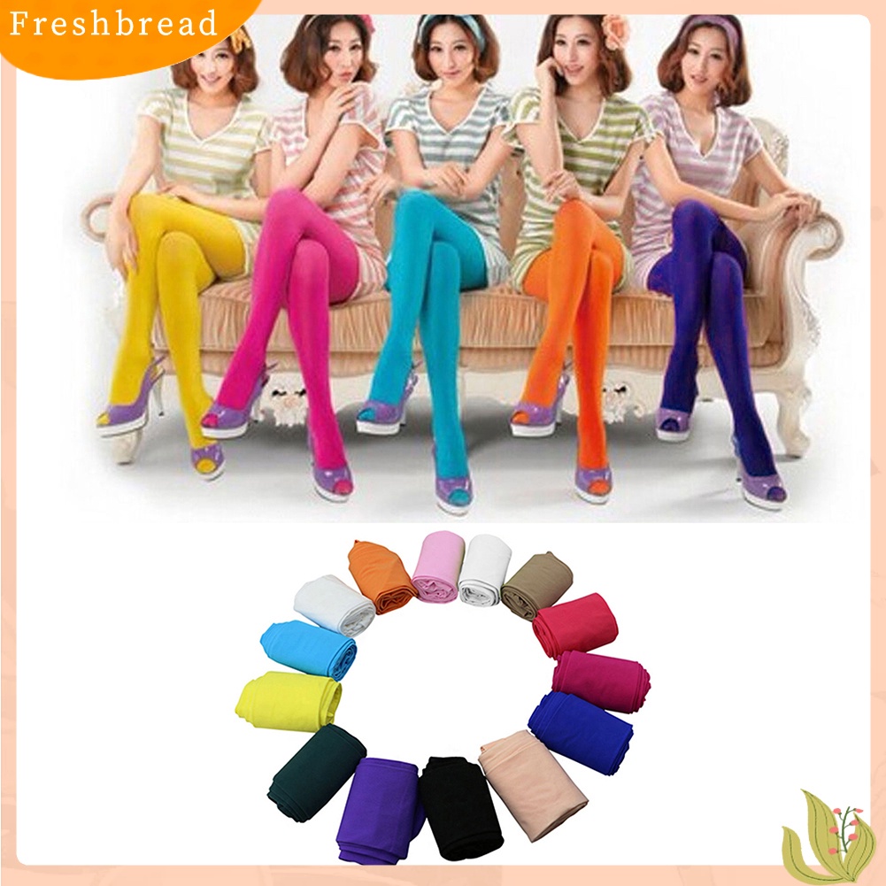 Freshbread! Fashion Candy Colors Opaque Footed Socks Tights Slim ...