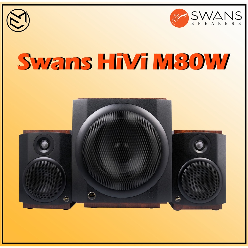 Swans HiVi M80W 2.1 channel Bluetooth, Wifi, 8" Subwoofer & 4" mid-low ...