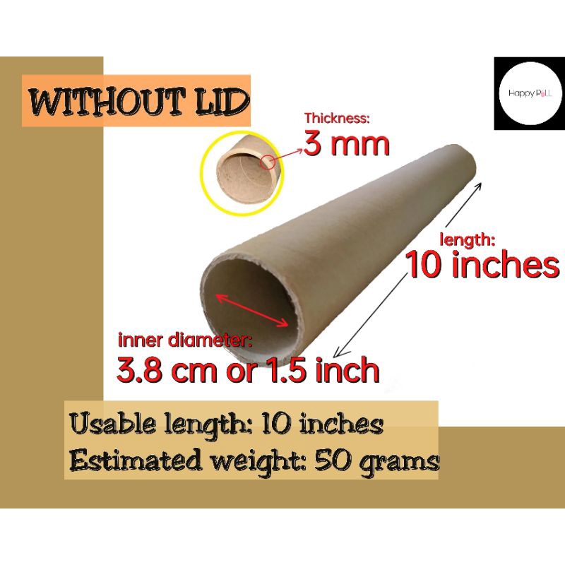 38-10, 10 inch (L), 3.8 cm (inner diameter) Poster tube/kraft tube ...
