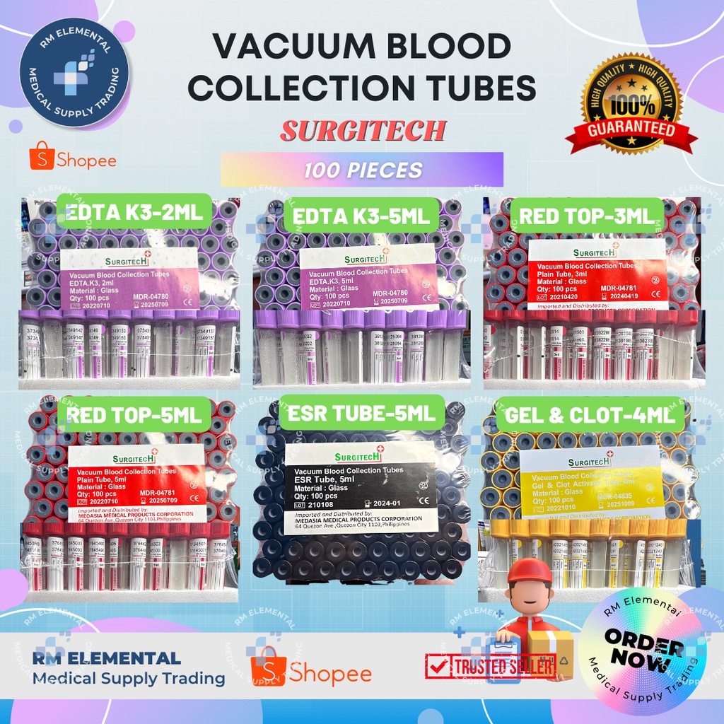[ Tray ] Vacuum Blood Collection Tube 100pcs | Shopee Philippines