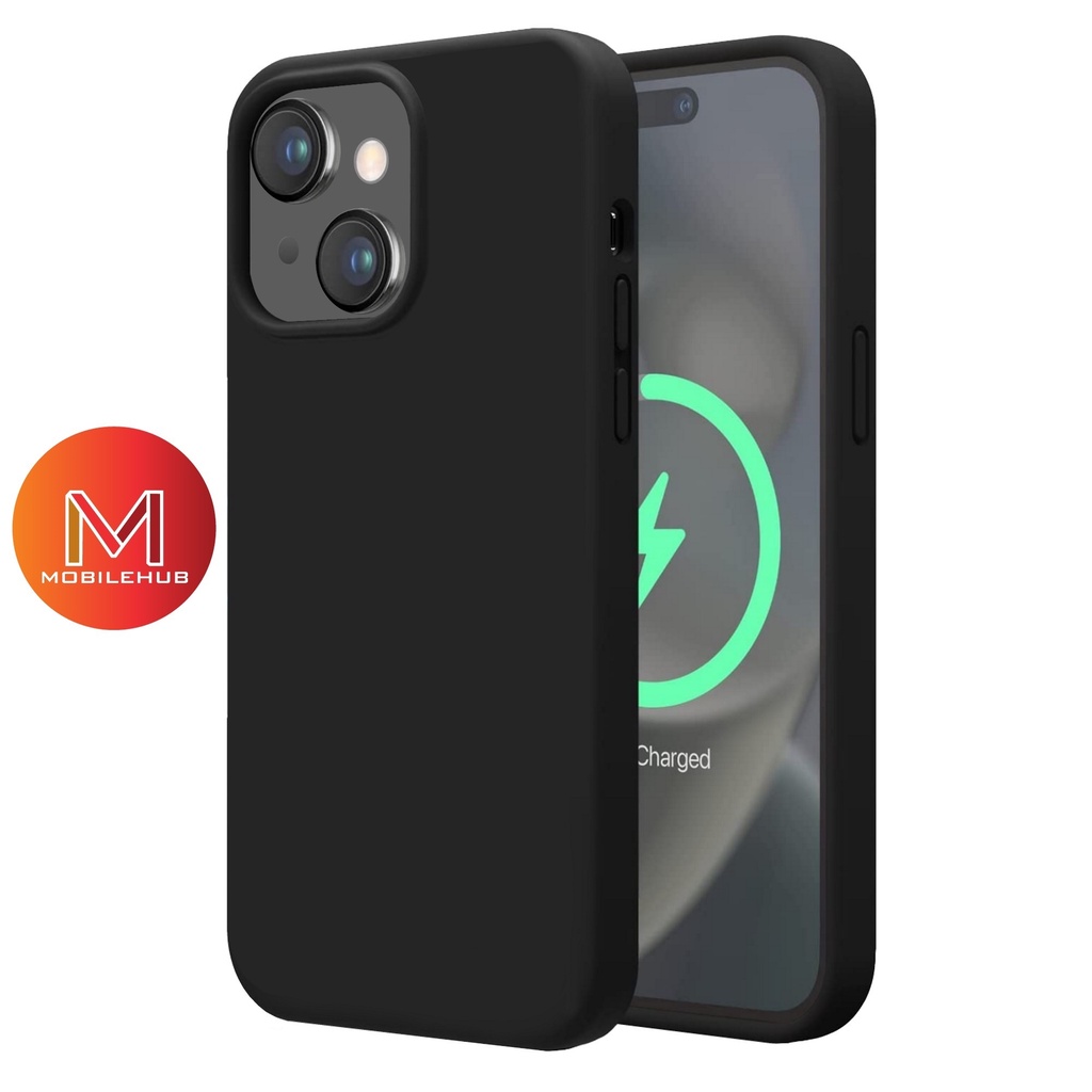 iPhone 14 / 14 Plus Liquid Silicone Smooth Matte Back Case (Black) Mag ...