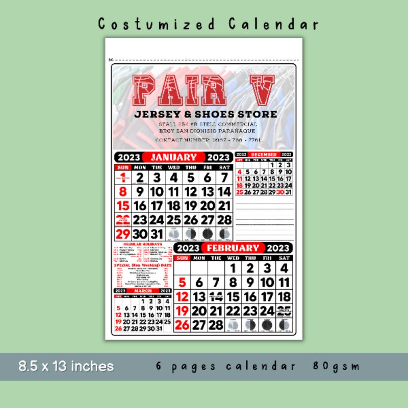 Calendar 6 pages (Customized) | Shopee Philippines
