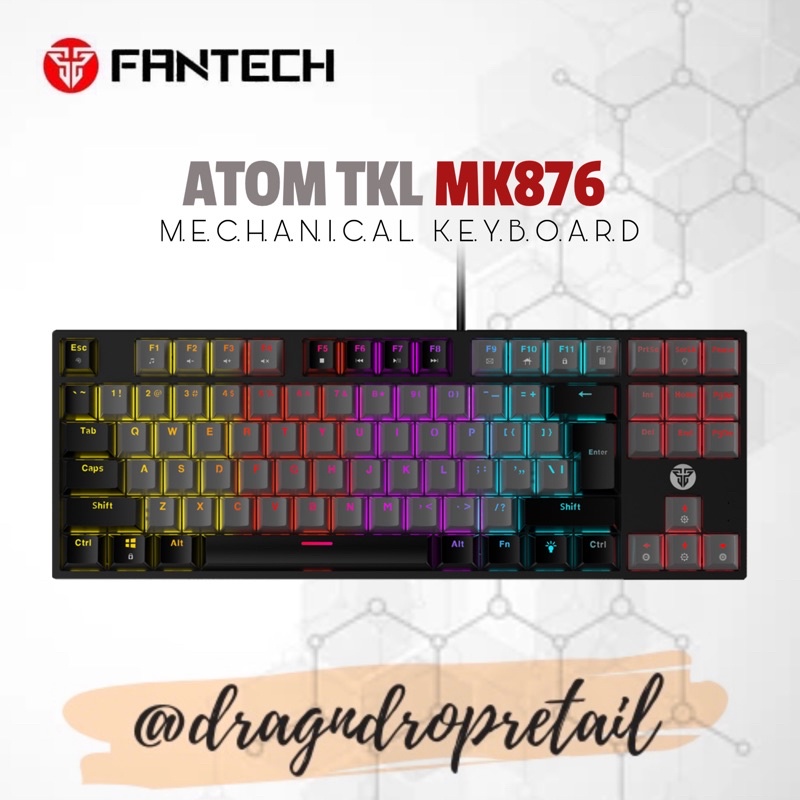 FANTECH ATOM MK876 TKL Mechanical RGB Gaming Keyboard, 87 Keys Compact ...