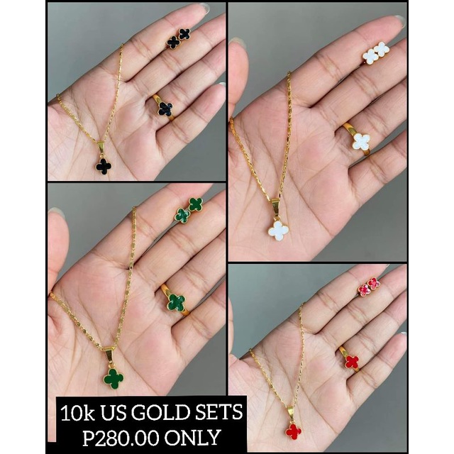 SALE ‼️ 10K US GOLD 4in1 SET / VCA SET / NECKLACE (NO CHOOSING OF ...