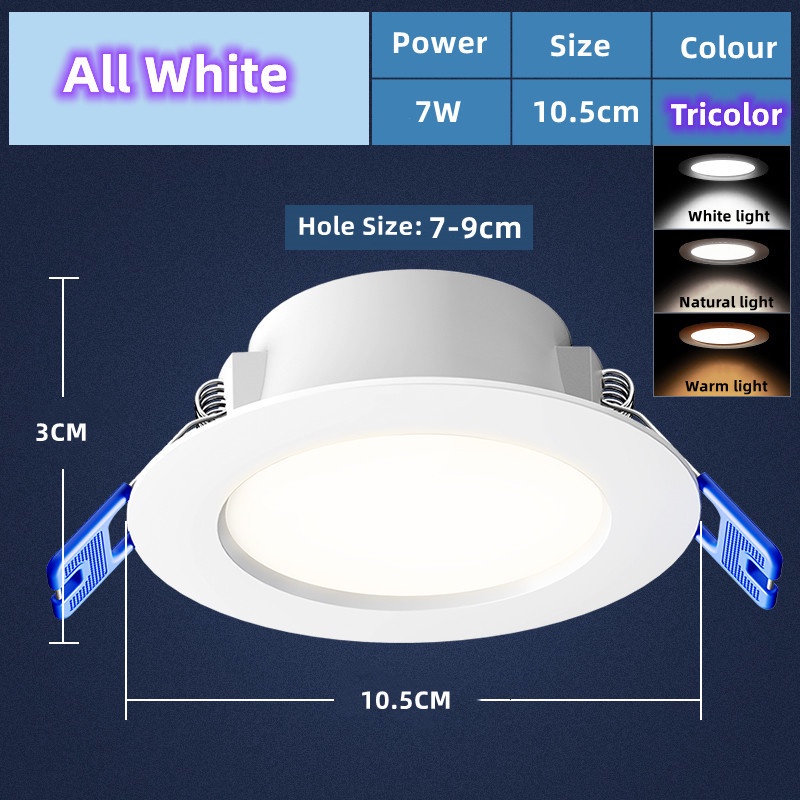 Tricolor LED Downlight Recessed Lights Panel 5W 7W 9W 220v Ceiling ...