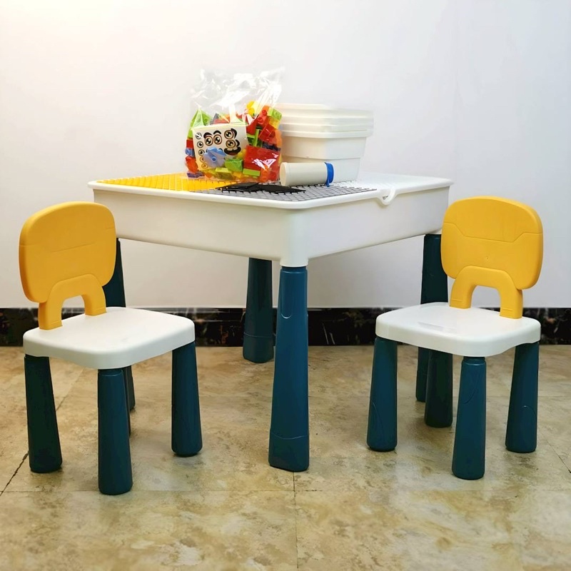 BB Building Blocks Table Large Lego Table with 2 Chairs 102 Blocks 4 ...
